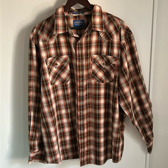 Pendleton | Shirts | Mens Pendleton Long Sleeve Classic Snap Up Western Style Brown Tan Plaid ...